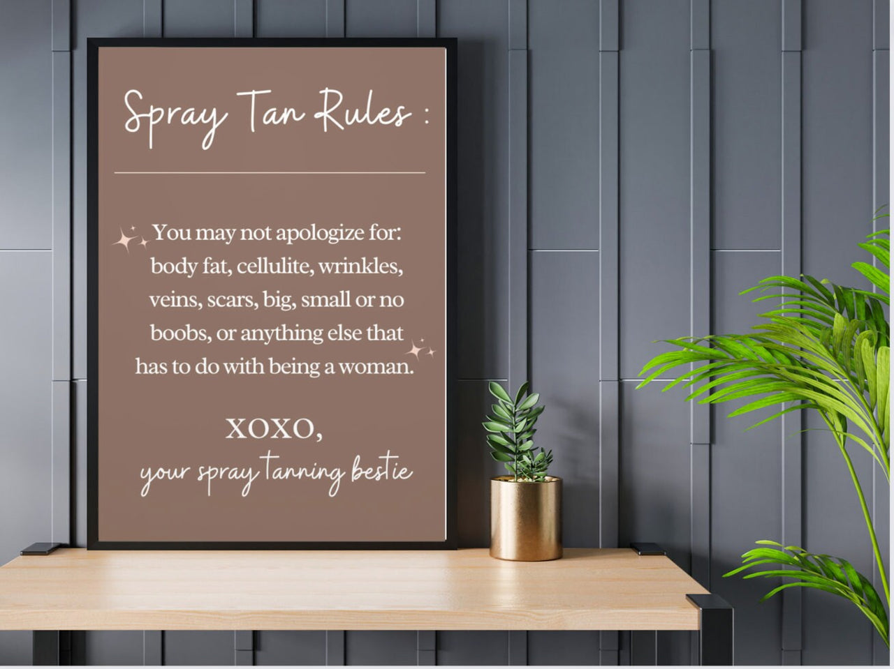 Body Positivity Spray Tan Rules Wall Poster - Salon Wall Art – The Glo CEO